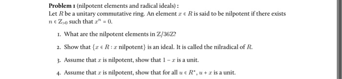 Solved Let R be a unitary commutative ring. An element x | Chegg.com