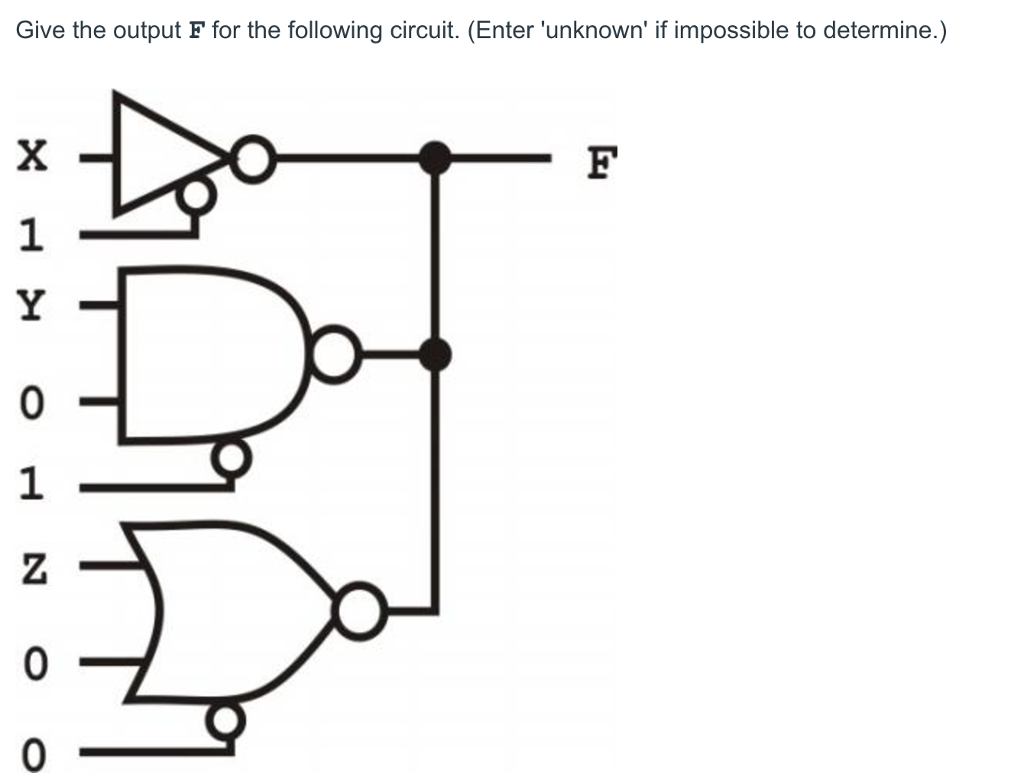 Solved Give the output F for the following circuit. (Enter | Chegg.com