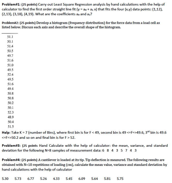 Solved Carry out Least Square Regression analysis by hand | Chegg.com