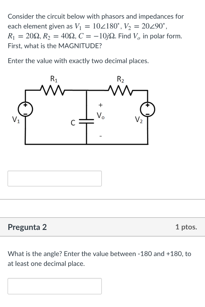 Solved Consider the circuit below with phasors and | Chegg.com