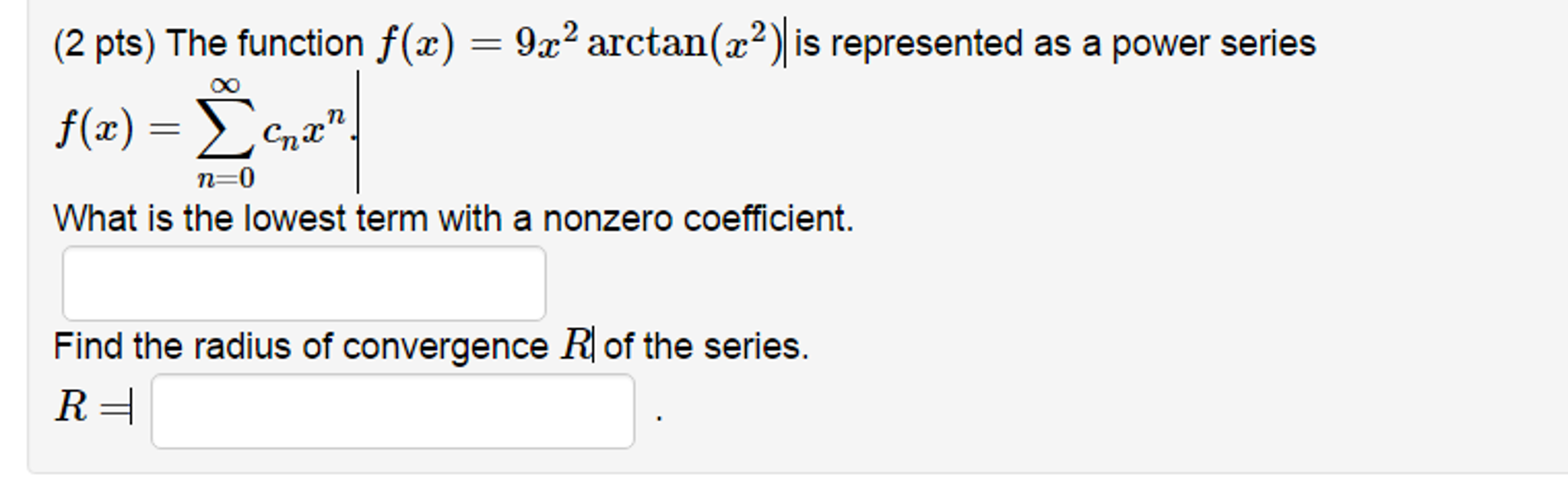 Solved The function f(x) = 9x^2 arctan(x^2)| is represented | Chegg.com
