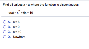 Solved Find all values x = a where the function is | Chegg.com