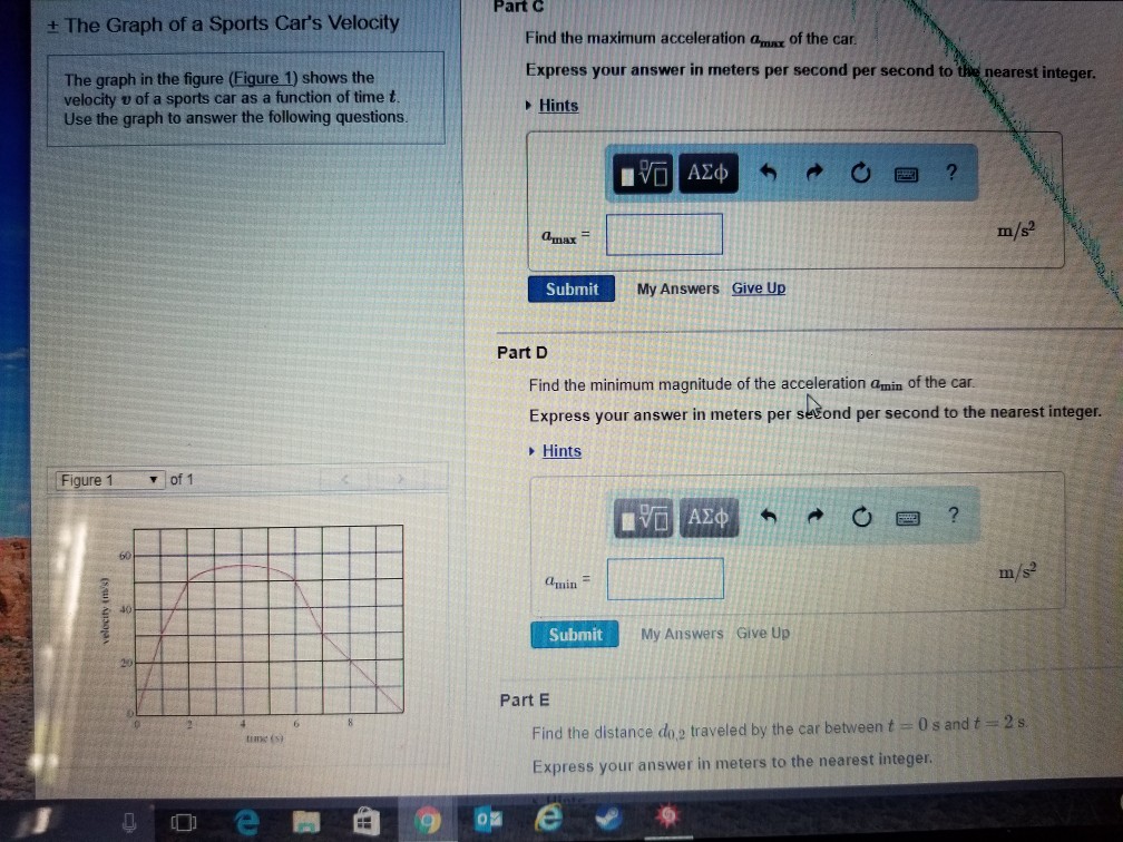 Solved Part C ± The Graph of a Sports Car's Velocity Find | Chegg.com