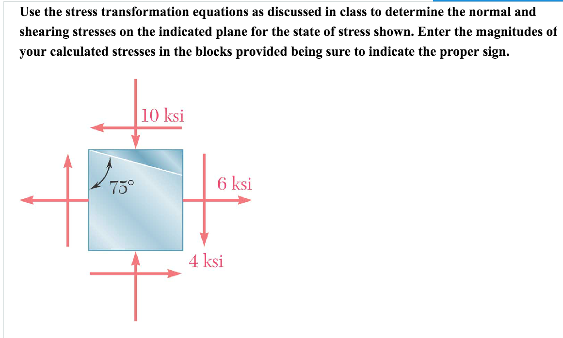 Solved Use the stress transformation equations as discussed | Chegg.com