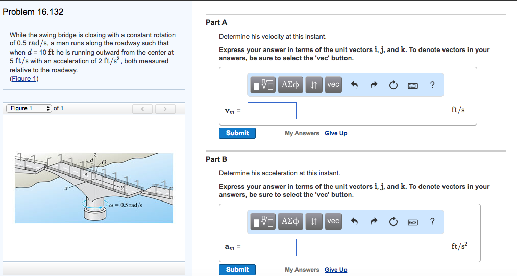 Solved While the swing bridge is closing with a constant | Chegg.com