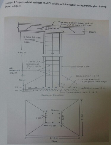 Solved Prepare a detail estimate of a RCC column with | Chegg.com