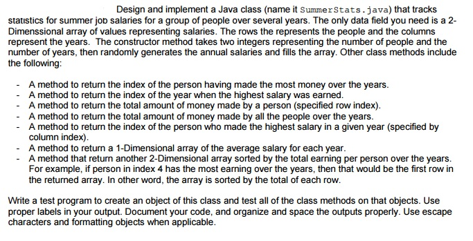 Solved Design and implement a Java class (name it Summer | Chegg.com