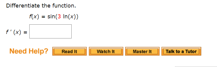 Solved Differentiate the function. f(x) = sin(3 ln(x)) | Chegg.com