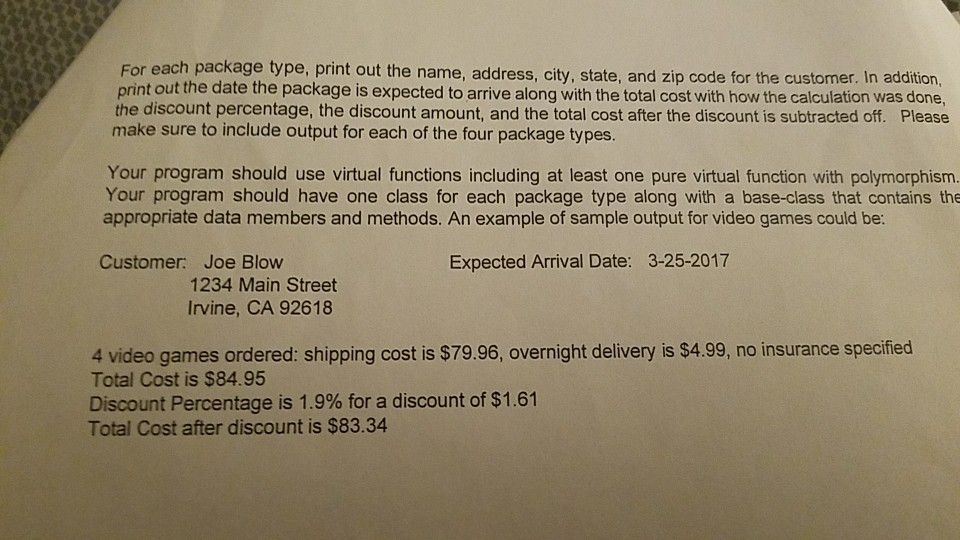 Solved This program should should calculate package shipping | Chegg.com