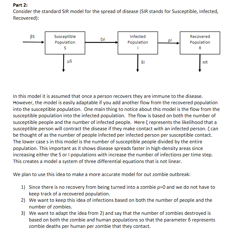 Solved Part 2: Consider the standard SIR model for the | Chegg.com