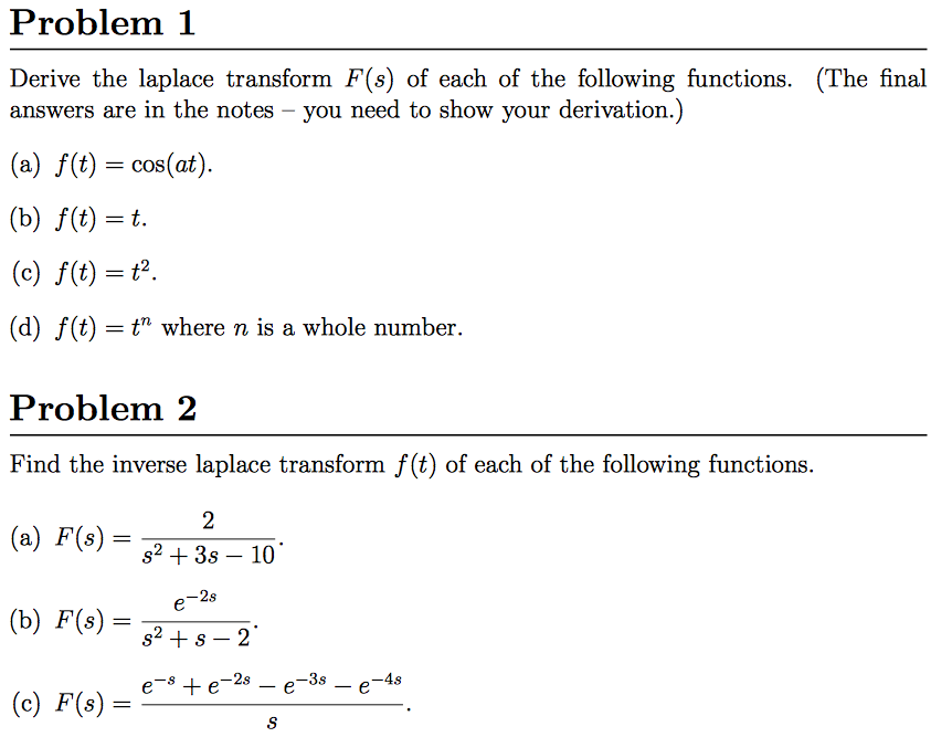 Solved Derive the laplace transform F(s) of each of the | Chegg.com