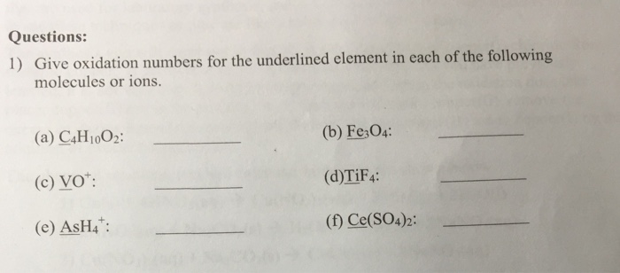 Solved Give oxidation numbers for the underlined element in | Chegg.com