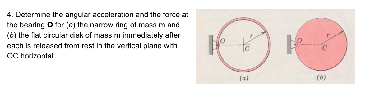 Solved 4. Determine the angular acceleration and the force | Chegg.com