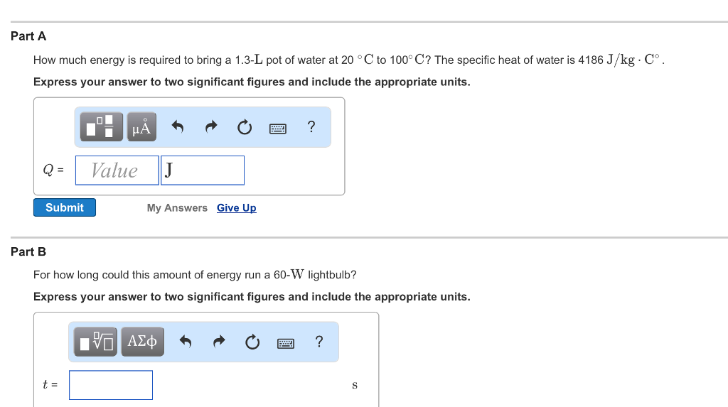 Solved How much energy is required to bring a 1.3-L pot of | Chegg.com