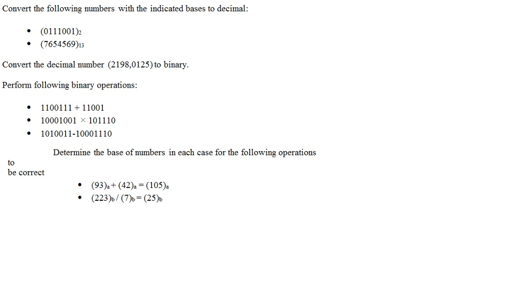 Solved Convert the following numbers with the indicated | Chegg.com