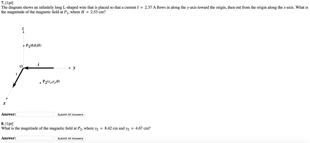 Solved The diagram shows an infinitely long L-shaped wire | Chegg.com