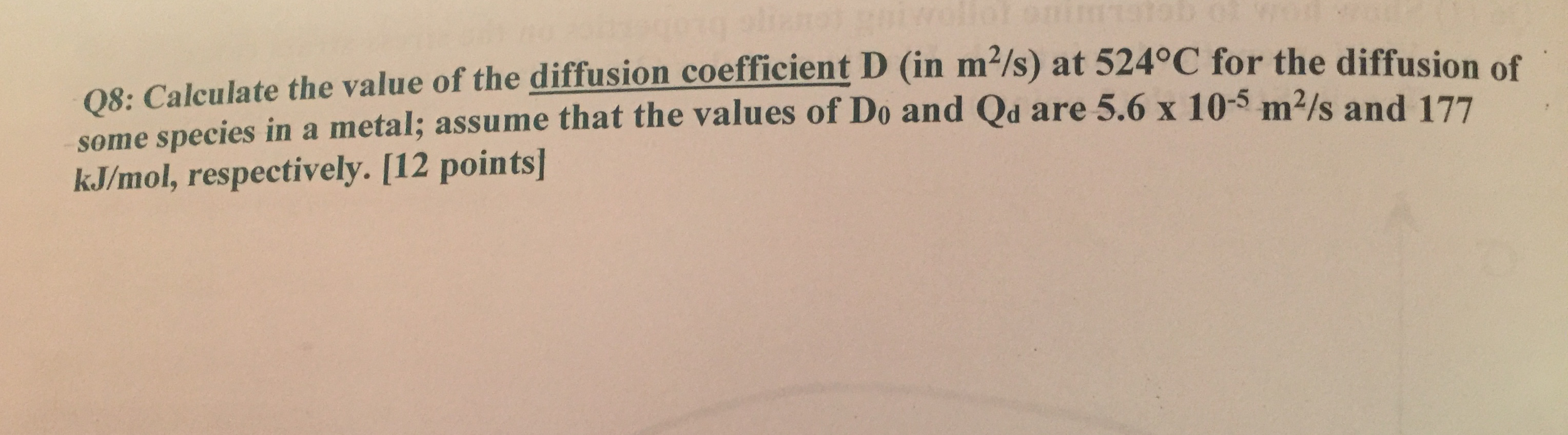 Solved Calculate the value of the diffusion coefficient D | Chegg.com
