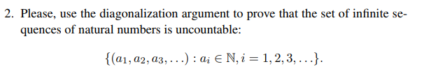 Solved 2. Please, use the diagonalization argument to prove | Chegg.com