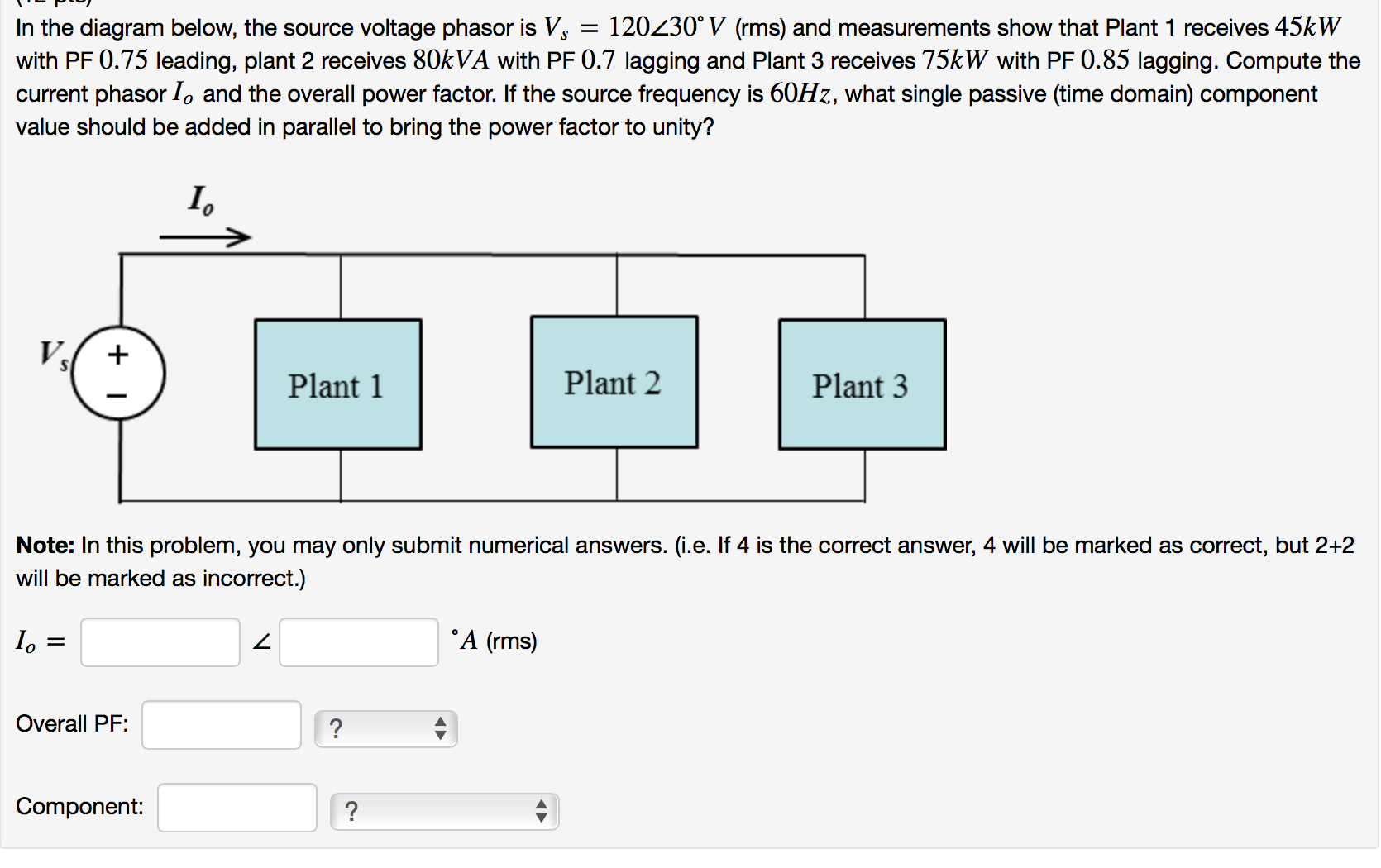 Solved In the diagram below, the source voltage phasor is | Chegg.com