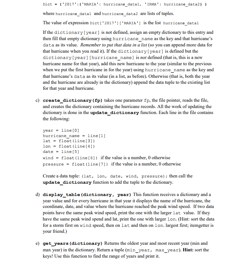 Solved Assignment Overview Dictionaries Lists and Tuples | Chegg.com