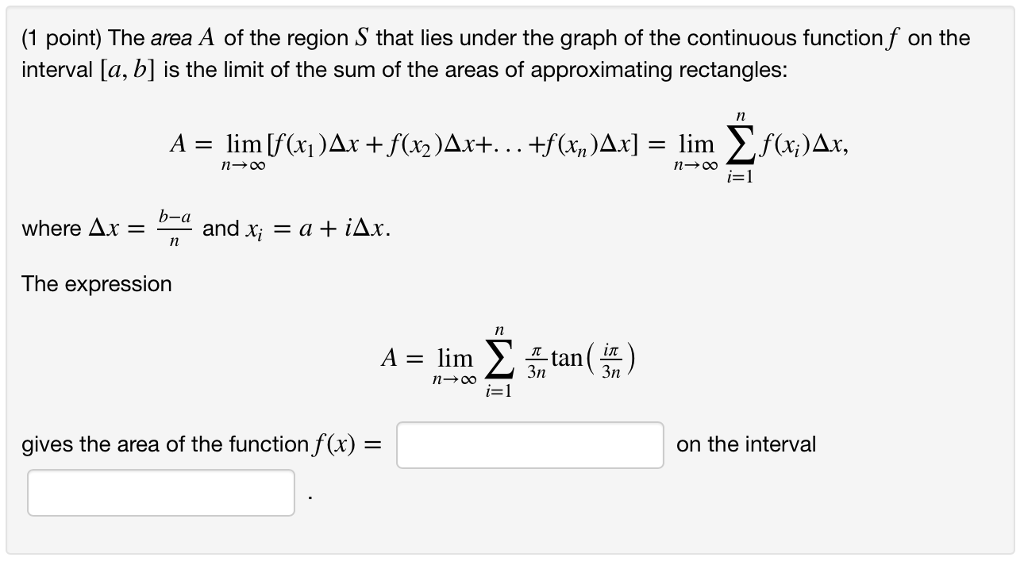 Solved The area A of the region S that lies under the graph | Chegg.com