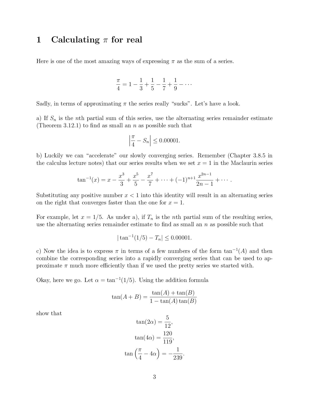 Solved Calculating pi for real Here is one of the most | Chegg.com