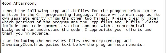 Solved Good Afternoon I need the following.cpp and .h files | Chegg.com
