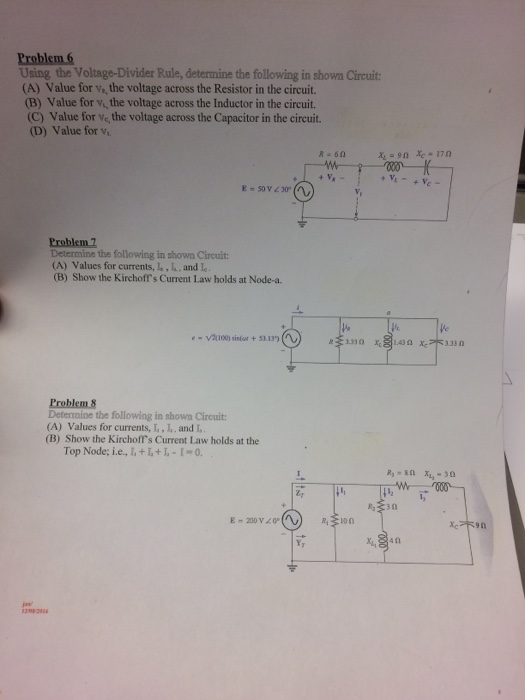 Solved Using the Voltage-Divider Rule, determine the | Chegg.com