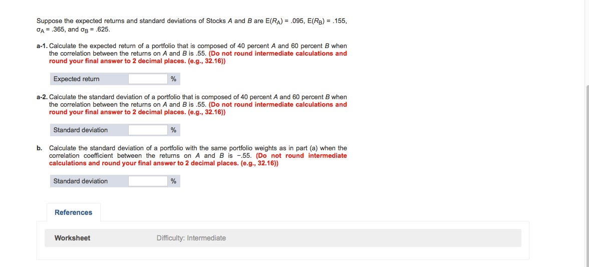 Solved Suppose the expected returns and standard deviations | Chegg.com