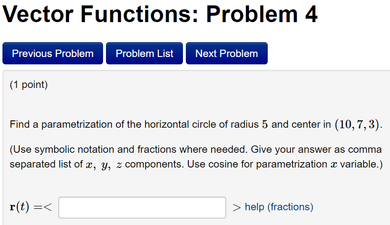 Solved Find a parametrization of the horizontal circle of | Chegg.com