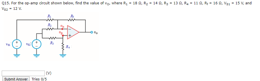 Solved Q15. For the op-amp circuit shown below, find the | Chegg.com