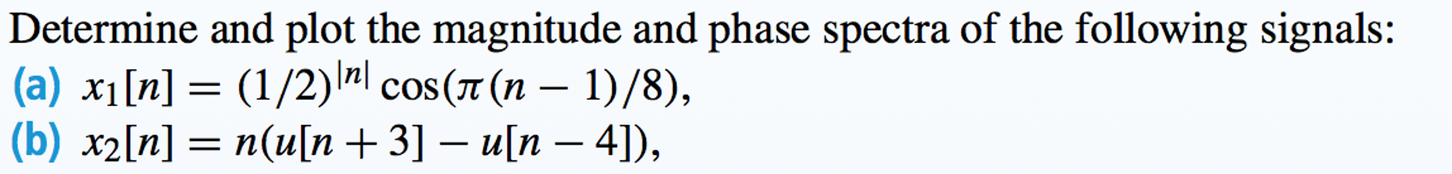 Solved Determine and plot the magnitude and phase spectra | Chegg.com