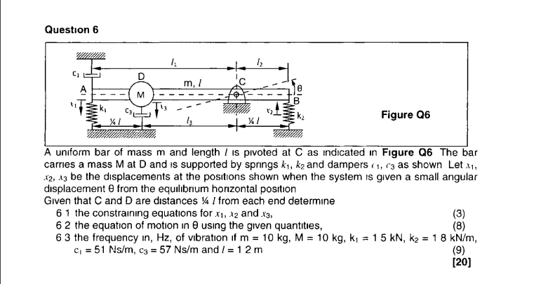 Solved Question 6 m, l Figure Q6 carries a mass M at D and | Chegg.com