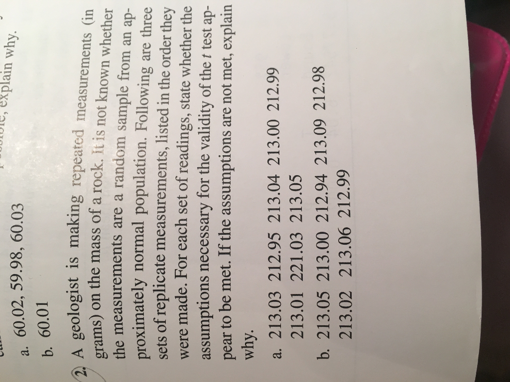 Solved A geologist is making repeated measurements (in | Chegg.com