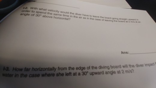 Solved I. 1 and 2 dimensional projectile motion H1. A diver | Chegg.com