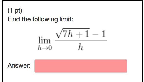 Solved Find the following limit: lim_h rightarrow 0 | Chegg.com