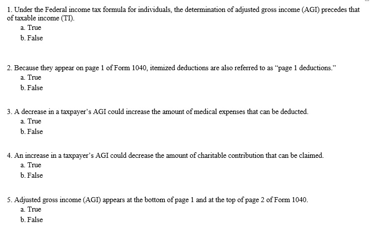 Solved Under the Federal income tax formula for individuals, | Chegg.com