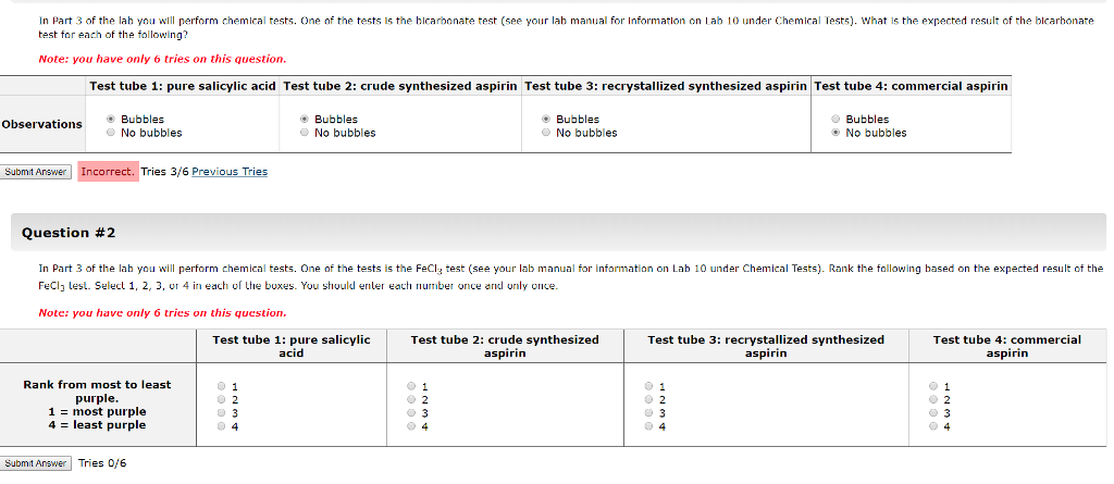 Solved In Part 3 of the lah you will perform chemical tests. | Chegg.com