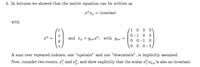 Solved 4. In lectures we showed that the metric equation can | Chegg.com