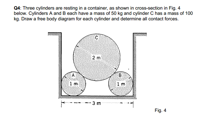 Solved Three cylinders are resting in a container, as shown | Chegg.com