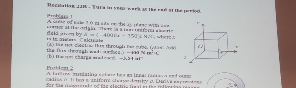 Solved Recitation 22B - Turn in your work at the end of the | Chegg.com