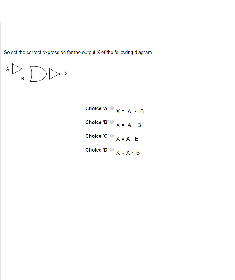 Solved Select The Correct Expression For The Output X Of The
