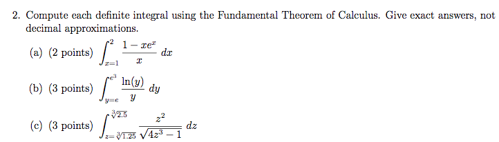 Solved 2. Compute each definite integral using the | Chegg.com