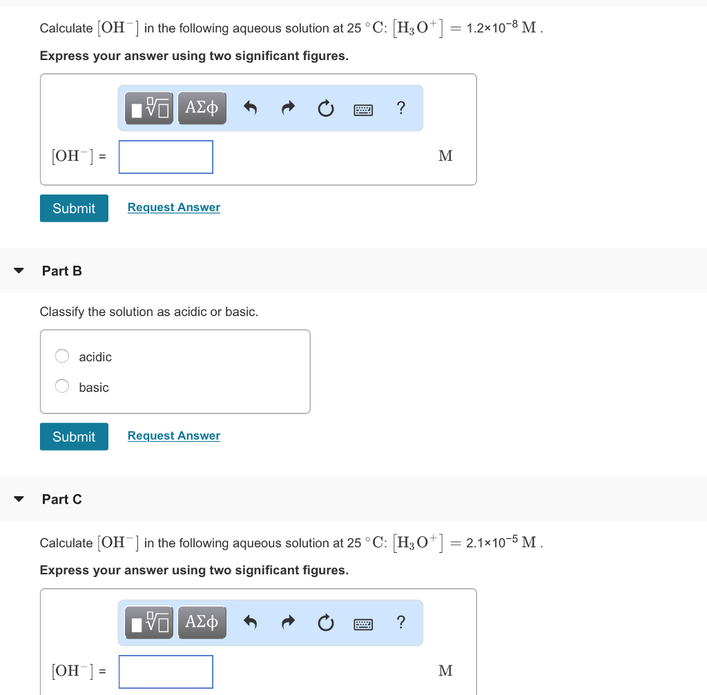 Solved Calculate [OH-] in the following aqueous solution at | Chegg.com