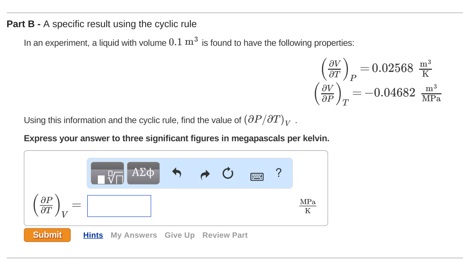 Solved In an experiment, a liquid with volume 0.1 m3 | Chegg.com