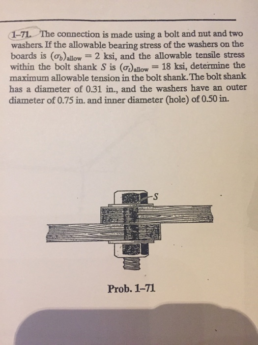 Solved The connection is made using a bolt and nut and two | Chegg.com