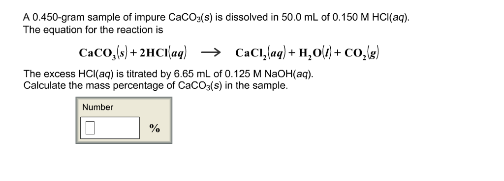 Solved A 0.450-gram sample of impure CaCO_3(s) is dissolved | Chegg.com