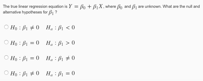 Solved The true linear regression equation is Y Po PIX, | Chegg.com