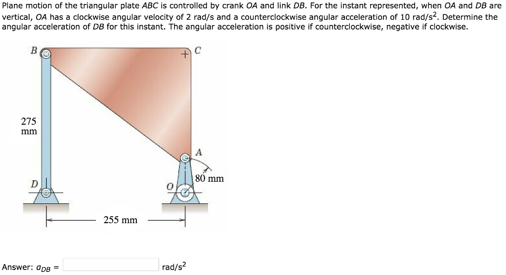 Solved Plane motion of the triangular plate ABC is | Chegg.com