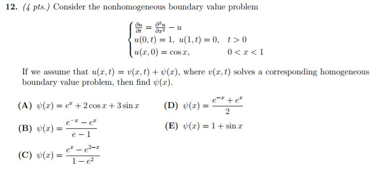 Solved Consider the nonhomogeneous boundary value problem { | Chegg.com